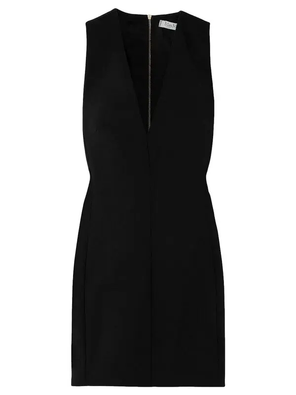 Max Mara Belford Grain De Poudre Wool-blend Mini Dress - Black