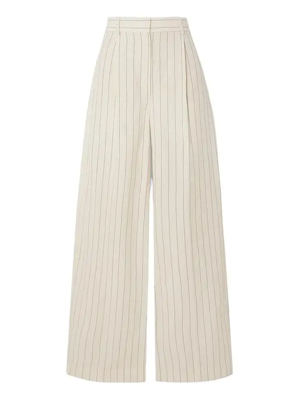 Max Mara Giuliva Pinstriped Wide-leg Pants - Ivory