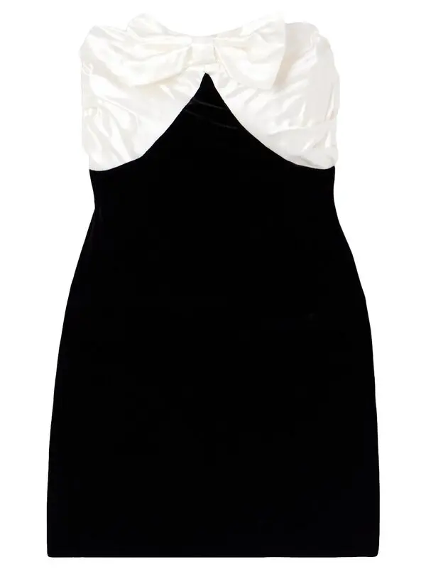 Alessandra Rich Strapless Duchess-satin And Velvet Mini Dress - Black