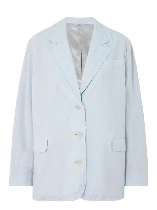 Acne Studios Oversized Frayed Cotton And Linen-blend Blazer - Sky Blue