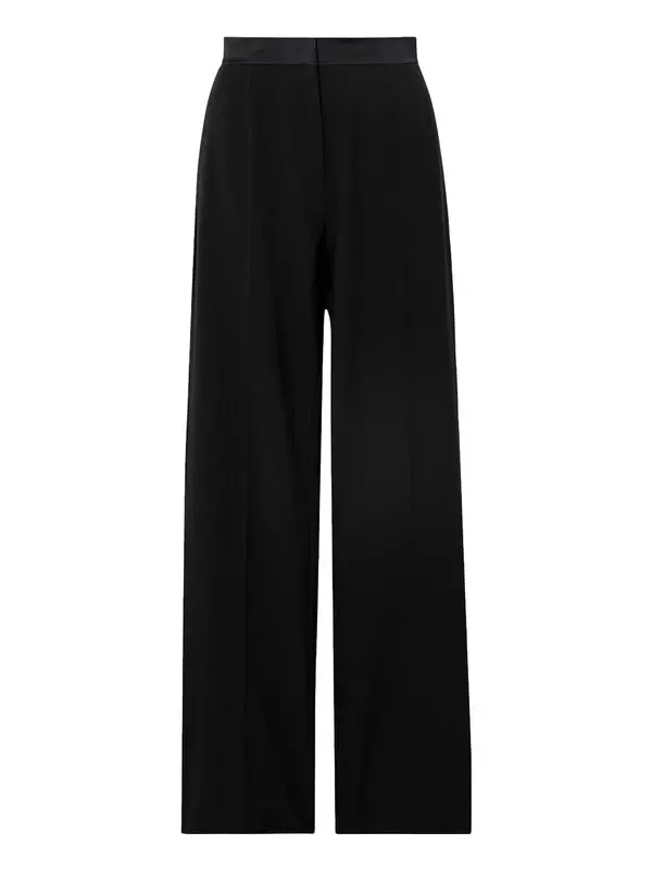 NENSI DOJAKA Satin-trimmed Crepe Wide-leg Pants - Black
