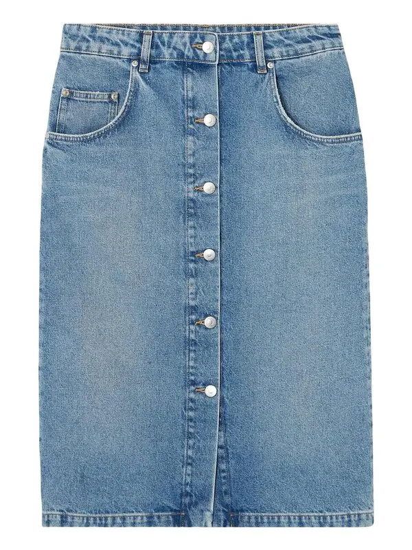 Stella McCartney Embellished Denim Midi Skirt - Mid Denim
