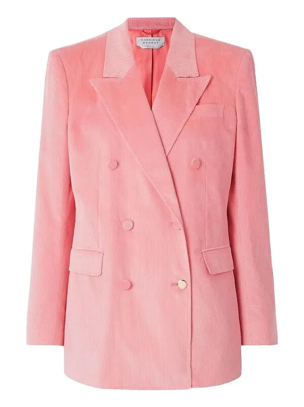 Gabriela Hearst Gavin Double-breasted Cotton-corduroy Blazer - Pink