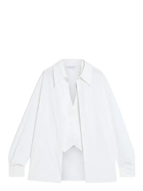 Alberta Ferretti Layered Cotton-blend Poplin Shirt - Off-white