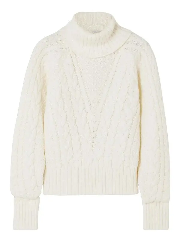 EMILIA WICKSTEAD Cable-knit Wool Turtleneck Sweater - Ivory