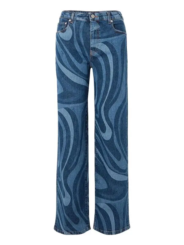 Emilio Pucci Printed High-rise Straight-leg Jeans - Mid Denim