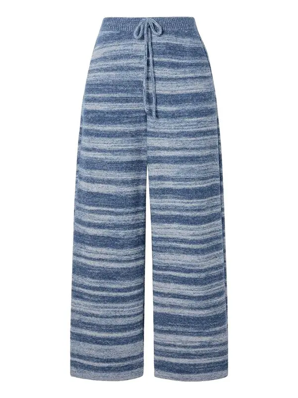 THE ELDER STATESMAN Nimbus Crest Striped Wide-leg Pants - Blue