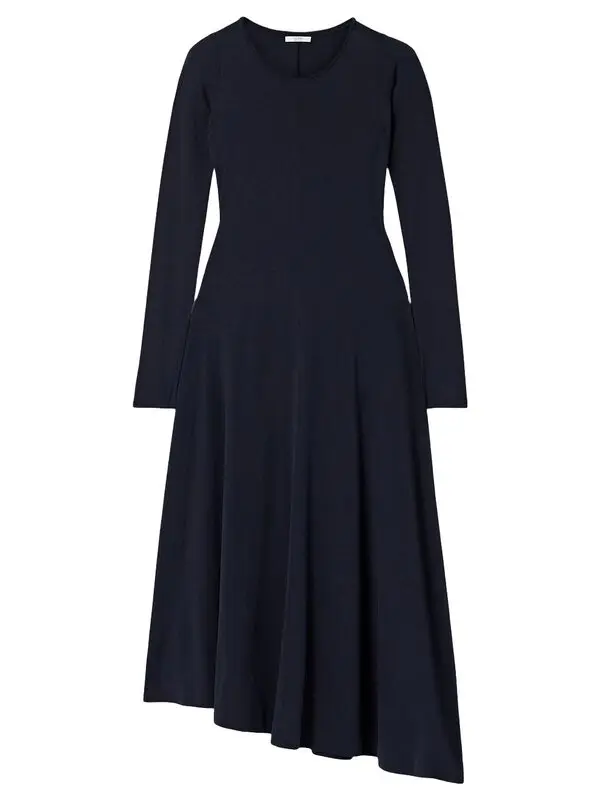 FFORME Jo Asymmetric Stretch-silk Jersey Midi Dress - Navy