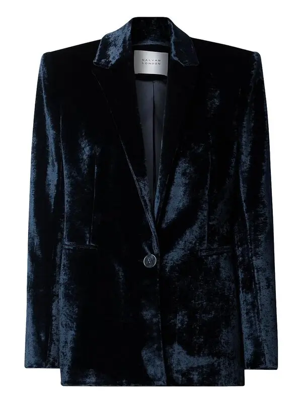Galvan Velvet Blazer - Midnight Blue