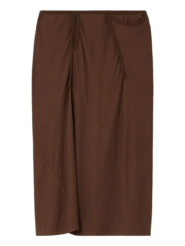 Christopher Esber Fusion Ribbed Stretch-jersey Midi Skirt - Brown