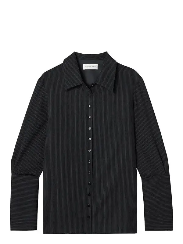 Veronica De Piante Livia Pinstriped Wool Shirt - Midnight Blue