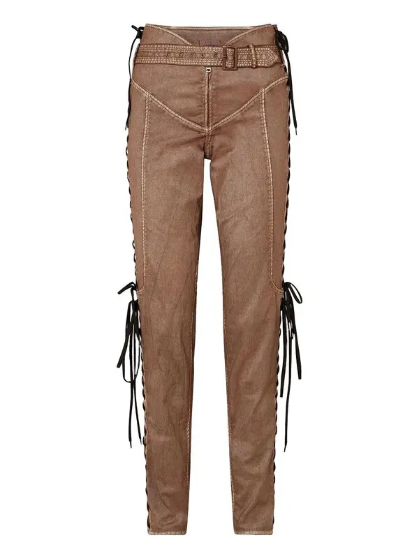 JEAN PAUL GAULTIER Lace-up Skinny Pants - Taupe