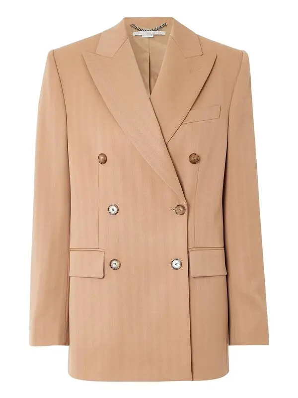 Stella McCartney Double-breasted Striped Wool-blend Blazer - Camel