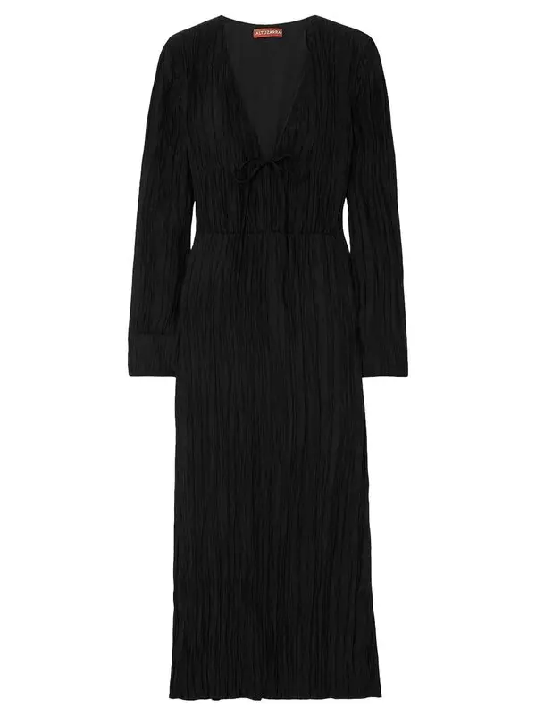 Altuzarra Carol Pleated Taffeta Midi Dress - Black