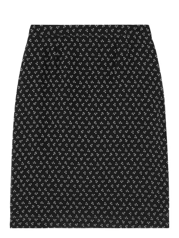 Alessandra Rich Floral-print Silk-georgette Skirt - Black