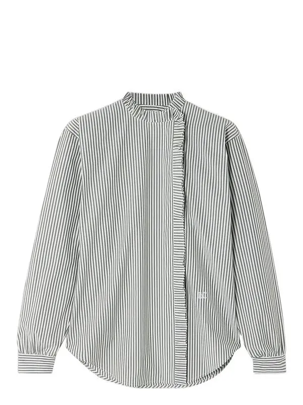 Max Mara Didy Striped Cotton-blend Poplin Shirt - Dark Gray