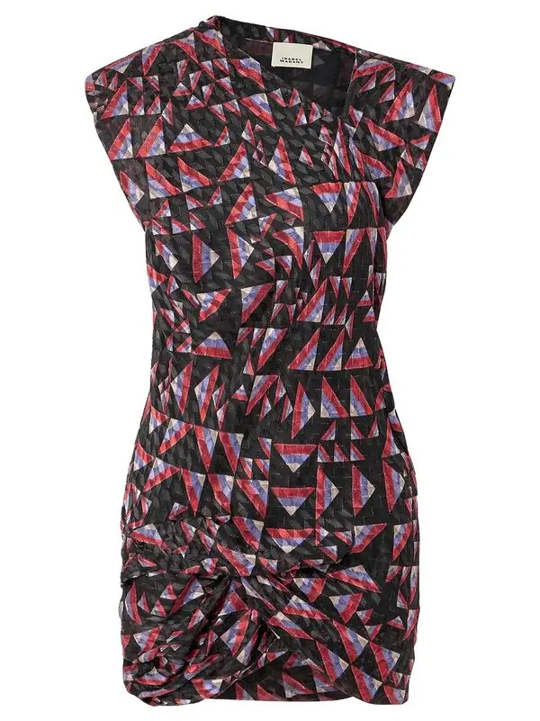 Isabel Marant Printed Dévoré-voile Mini Dress - Black