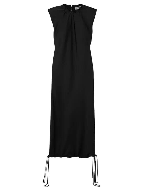 Attico Gathered Jersey Midi Dress - Black