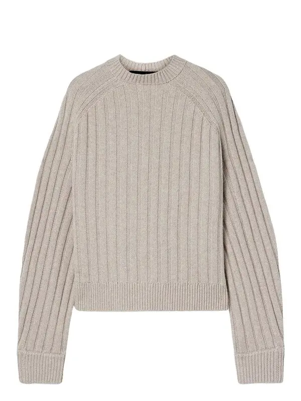 Proenza Schouler Delta Ribbed Wool And Cashmere-blend Sweater - Mushroom