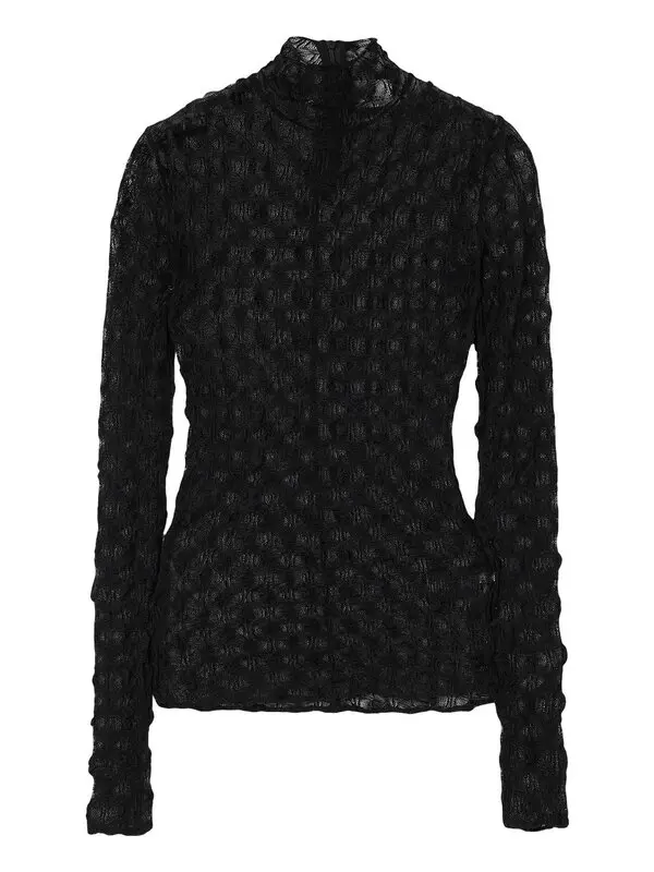 Isabel Marant Toxani Stretch Cotton-blend Lace Turtleneck Top - Black