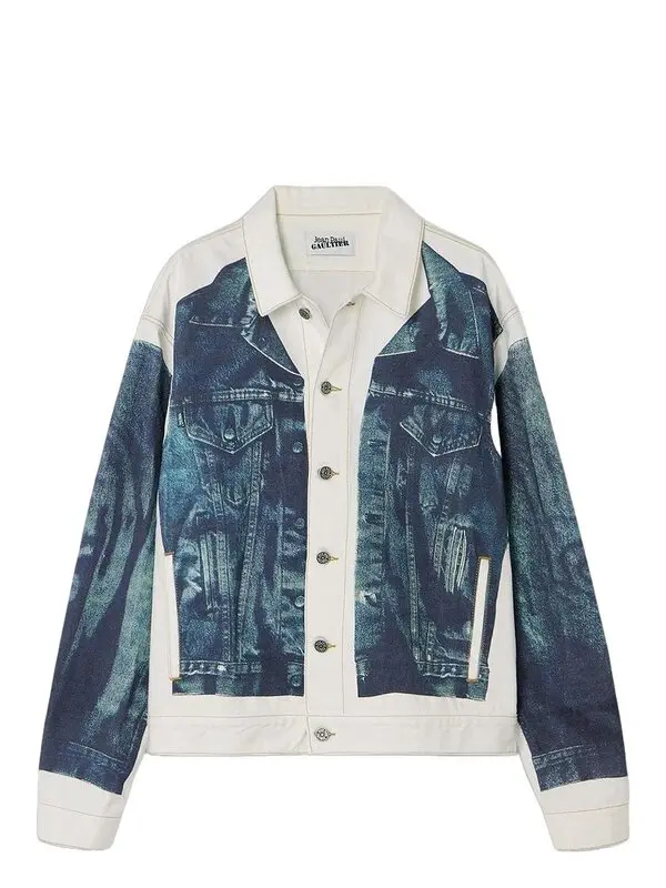 JEAN PAUL GAULTIER Trompe L'oeil Printed Denim Jacket - White