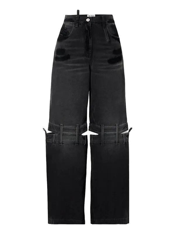 Attico Cutout Wide-leg Jeans - Black