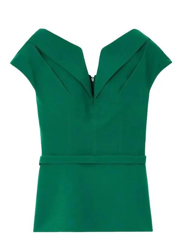 Safiyaa Aliye Off-the-shoulder Crepe Top - Emerald