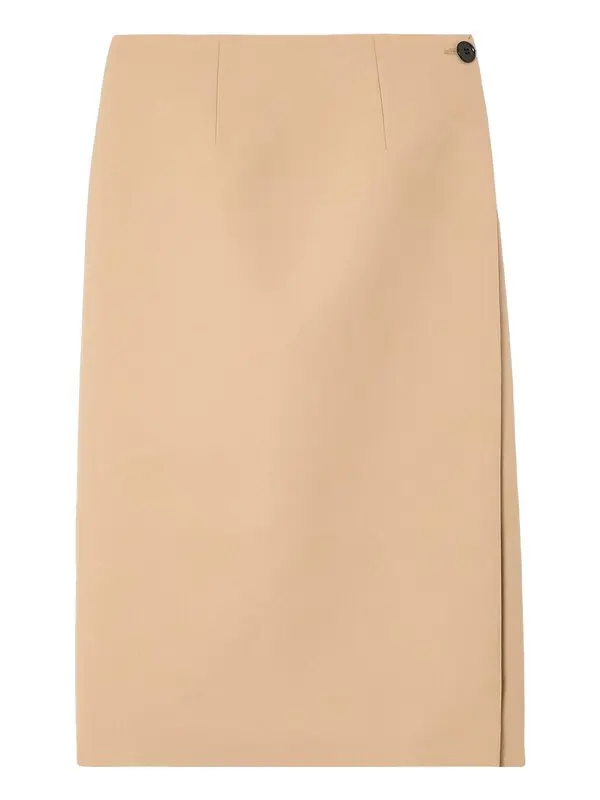 Marie Adam-Leenaerdt Reversible Wool Wrap Midi Skirt - Beige