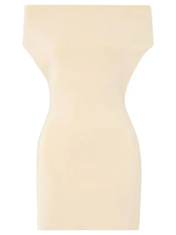 Jacquemus Cubista Off-the-shoulder Mini Dress - Pastel Yellow