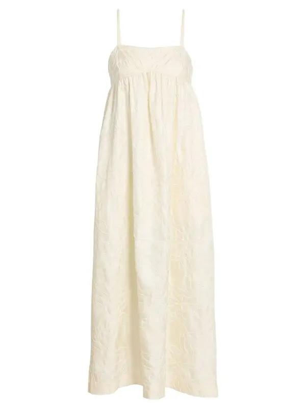 Loulou De Saison Cavola Embroidered Silktwill Maxi Dress - Ivory