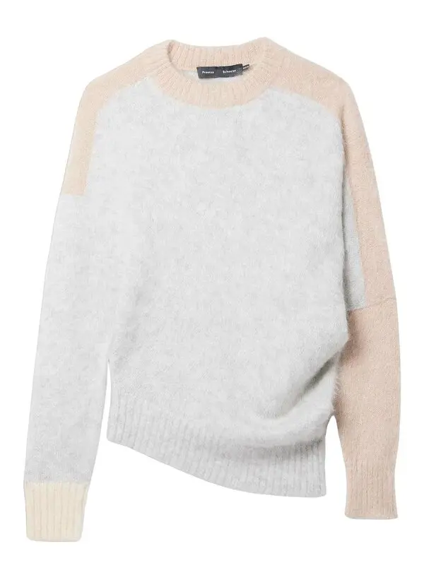 Proenza Schouler Asymmetric Colorblock Brushed-knit Sweater - Light Gray