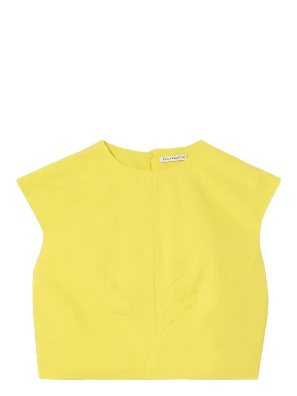 EMILIA WICKSTEAD Veronique Cropped Cloqué Top - Yellow