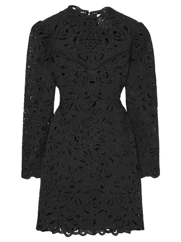 Isabel Marant Daphne Broderie Anglaise Ramie Mini Dress - Black