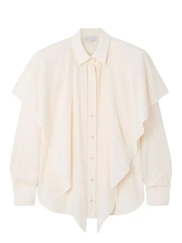 Stella McCartney Cape-effect Silk Crepe De Chine Shirt - Ecru