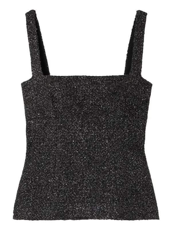EMILIA WICKSTEAD Trixie Metallic Tweed Top - Black