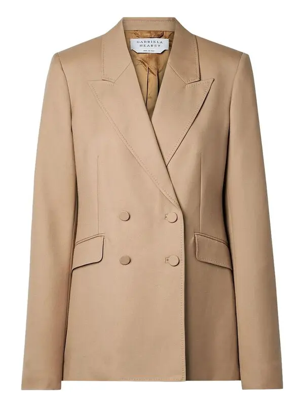 Gabriela Hearst Stephanie Double-breasted Wool-twill Blazer - Sand