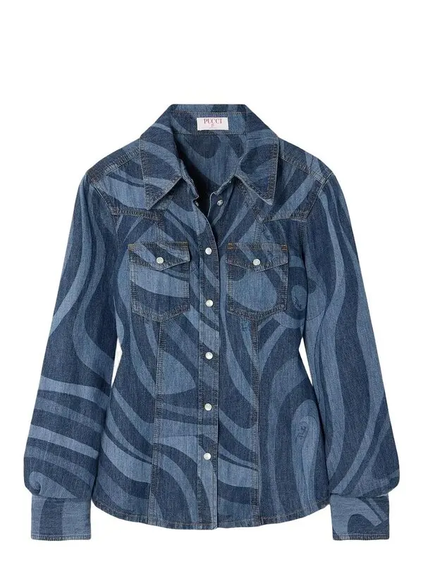 Emilio Pucci Printed Denim Shirt - Mid Denim