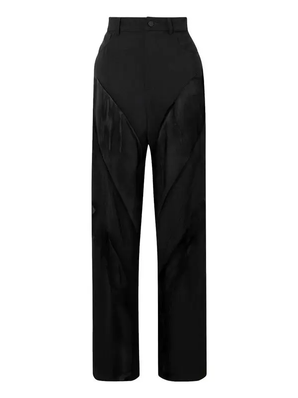 MUGLER Paneled Straight-leg Pants - Black