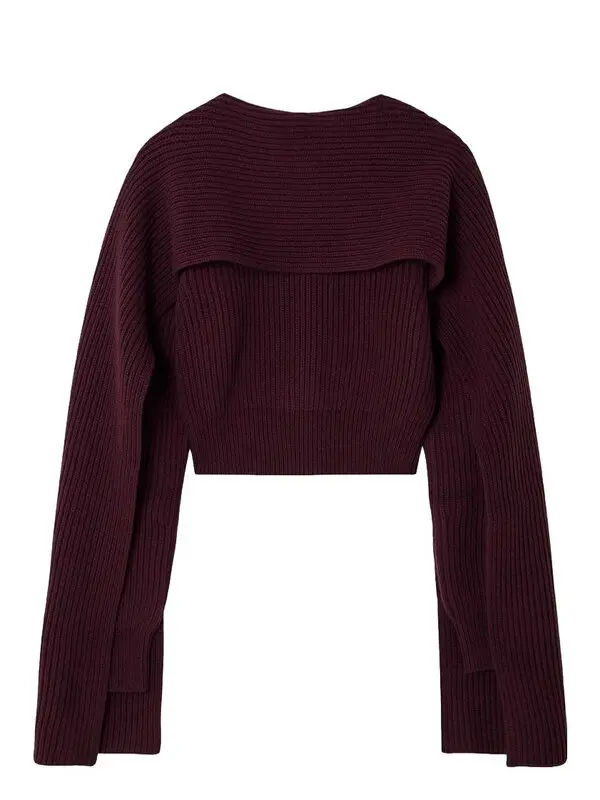 Erdem Cropped Ribbed Wool And Cashmere-blend Sweater - Merlot