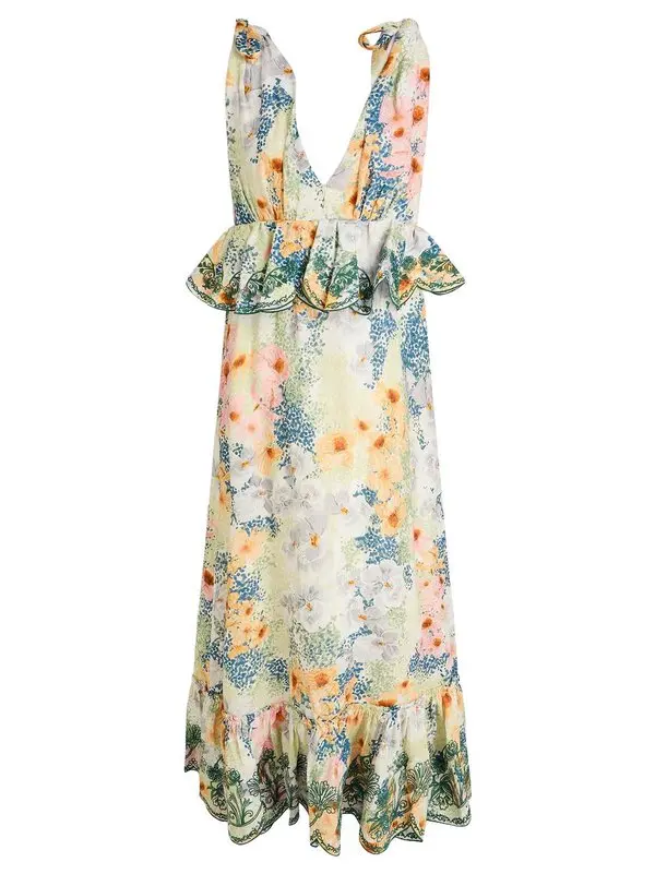 Agua Bendita Florecer Ruffled Floral-print Maxi Dress - Multicolor