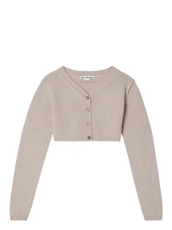 Acne Studios Wool And Cashmere-blend Cropped Cardigan - Taupe