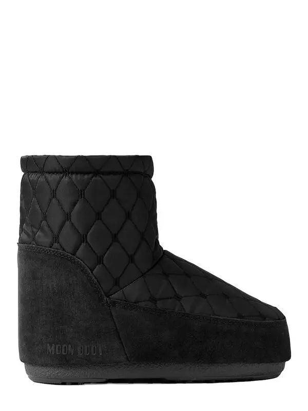 Moon Boot Icon Low Suede-trimmed Quilted Shell Snow Boots - Black