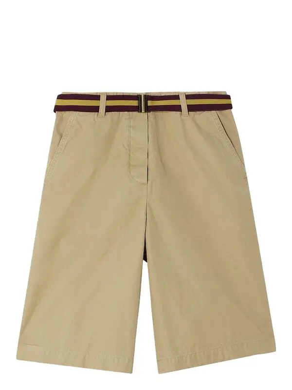 Dries Van Noten Belted Cotton-twill Shorts - Beige