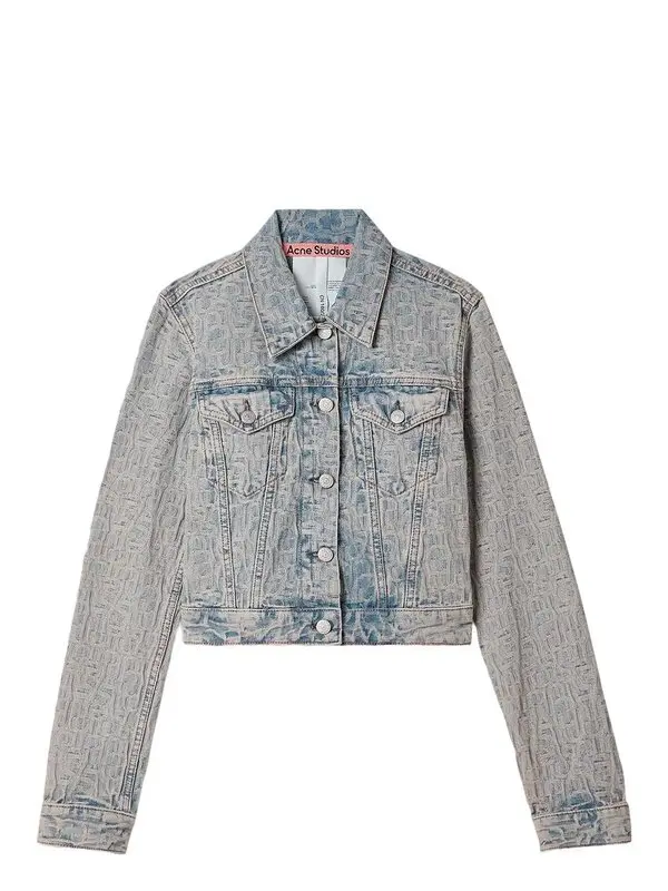 Acne Studios Cropped Denim Jacquard Jacket - Mid Denim