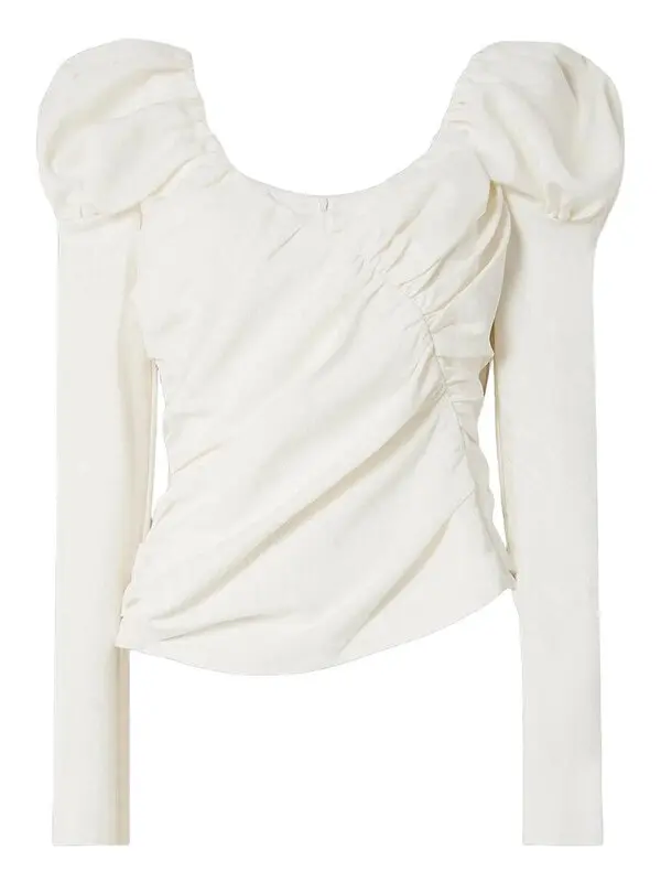 LIBEROWE Luna Draped Wool-blend Moire Top - Ivory