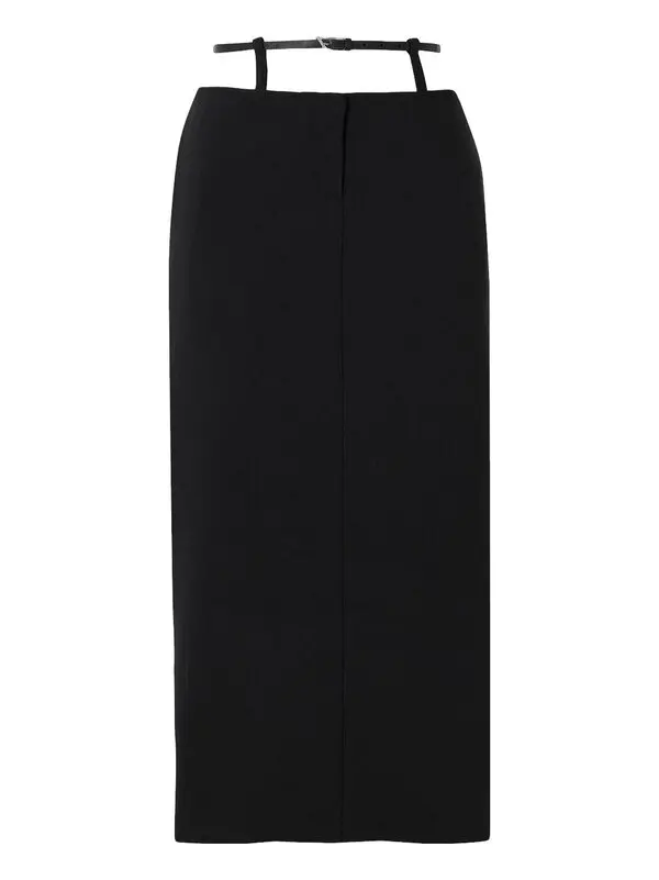 Attico Belted Cutout Cady Midi Skirt - Black