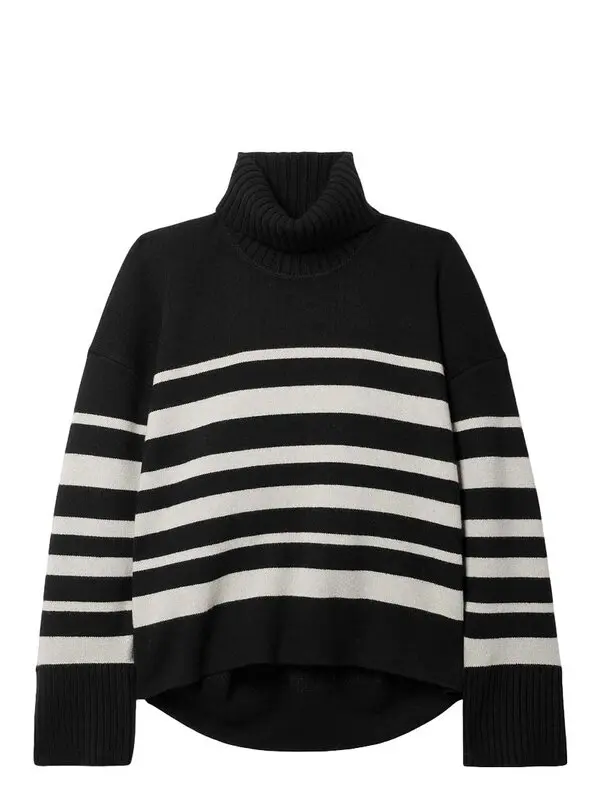 Proenza Schouler Striped Wool-blend Turtleneck Sweater - Black