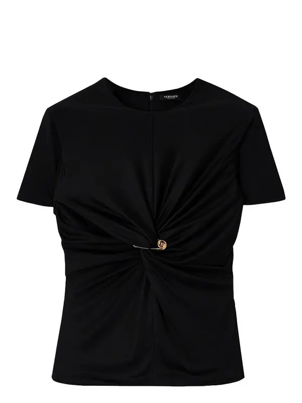 Versace Twisted Embellished Jersey T-shirt - Black