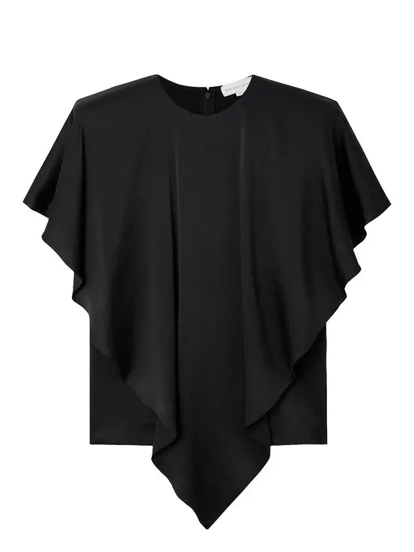 Stella McCartney Asymmetric Layered Satin Blouse - Black