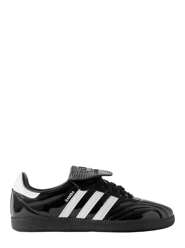 Adidas Samba Lt Leather-trimmed Patent-leather Sneakers - Black